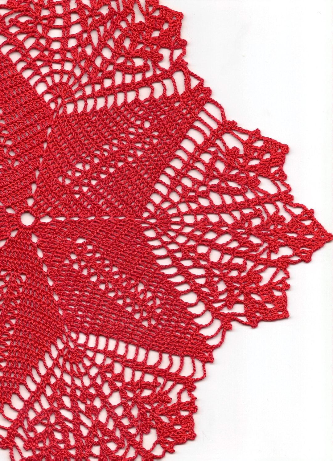 Vintage Handmade Crochet Doily: Red Lace Mandala, Wedding Home Decor - Etsy