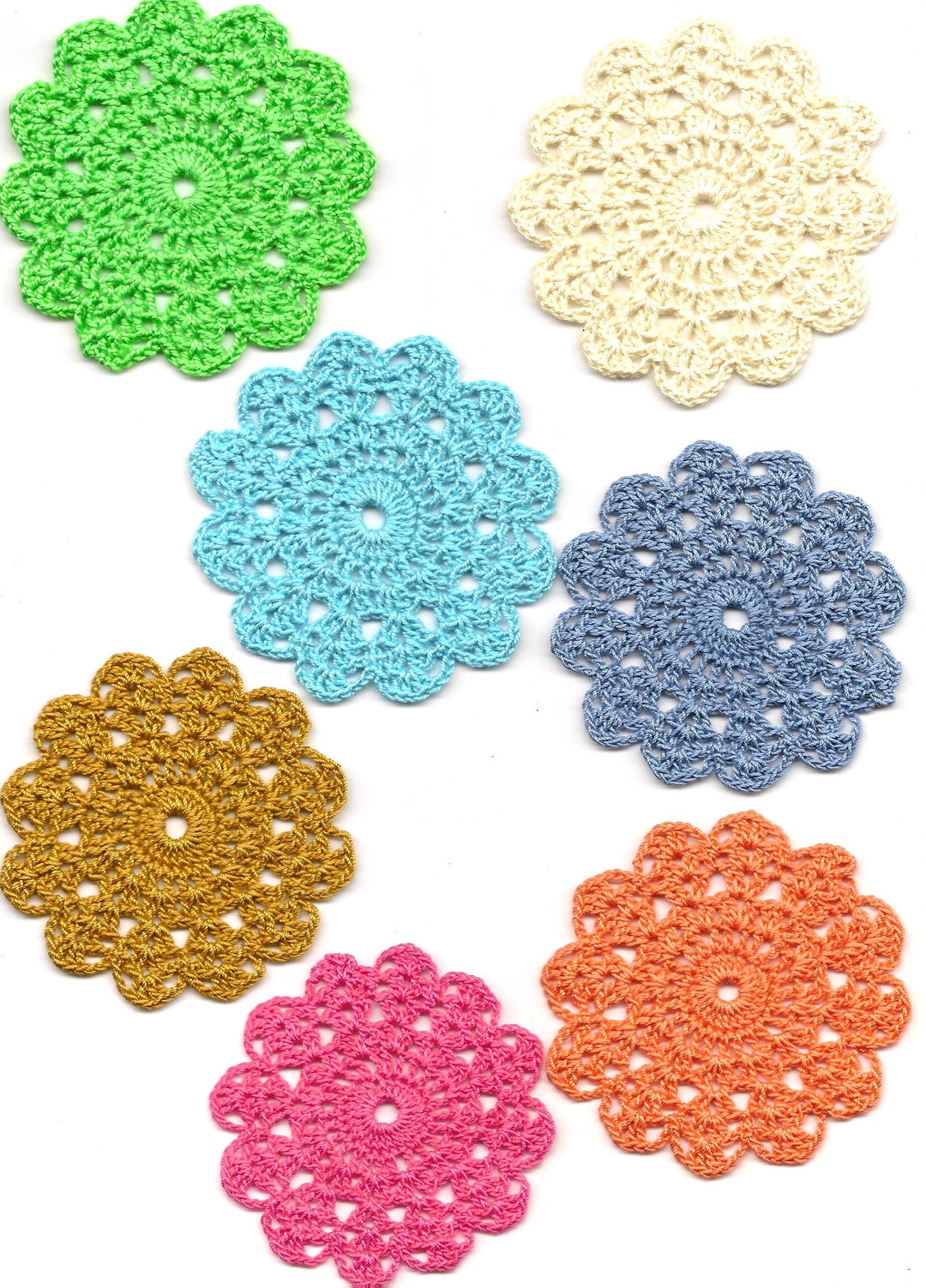 Crocheted Doilies Set: Colorful Cotton Medallions, Boho Home Decor - Etsy