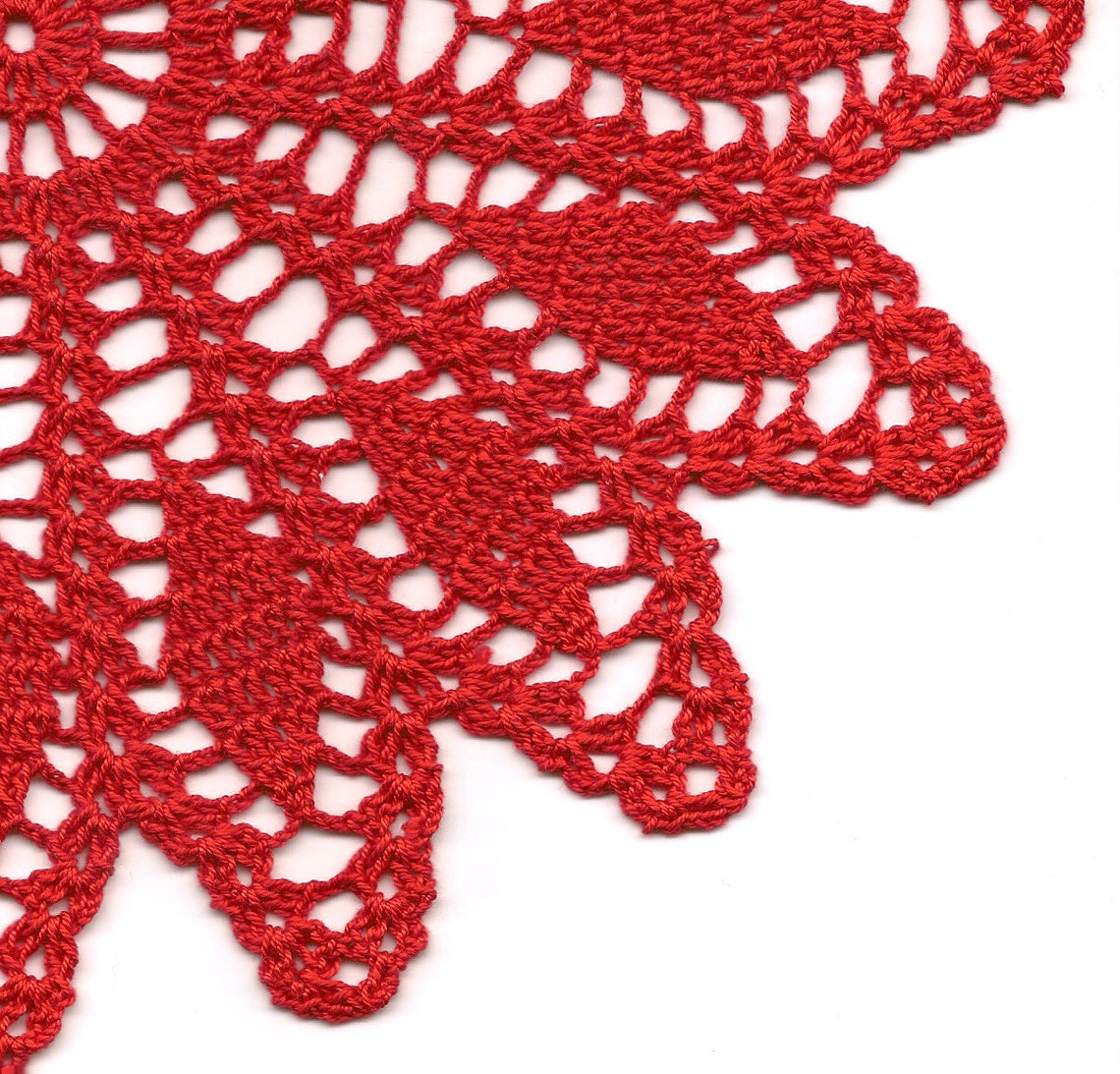 Handmade Crochet Doily: Red Cotton Lace, Wedding Table Decor (11.5 ...