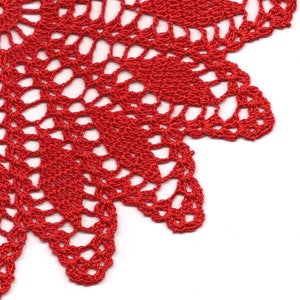 Handmade Crochet Doily: Red Cotton Lace, Wedding Table Decor (11.5 ...