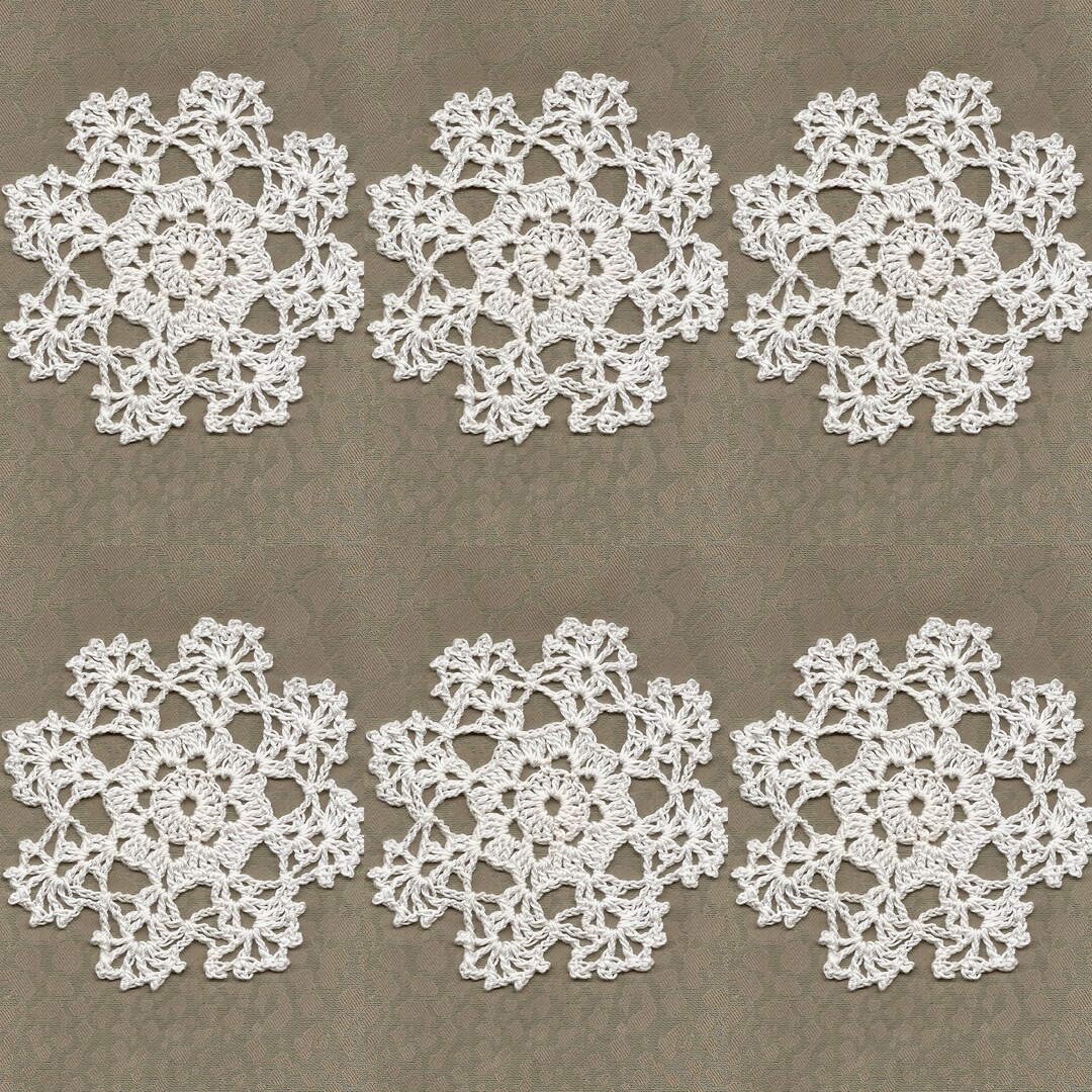 Crochet Snowflake Doilies: White Cotton Embellishments, Set of 6 - Etsy