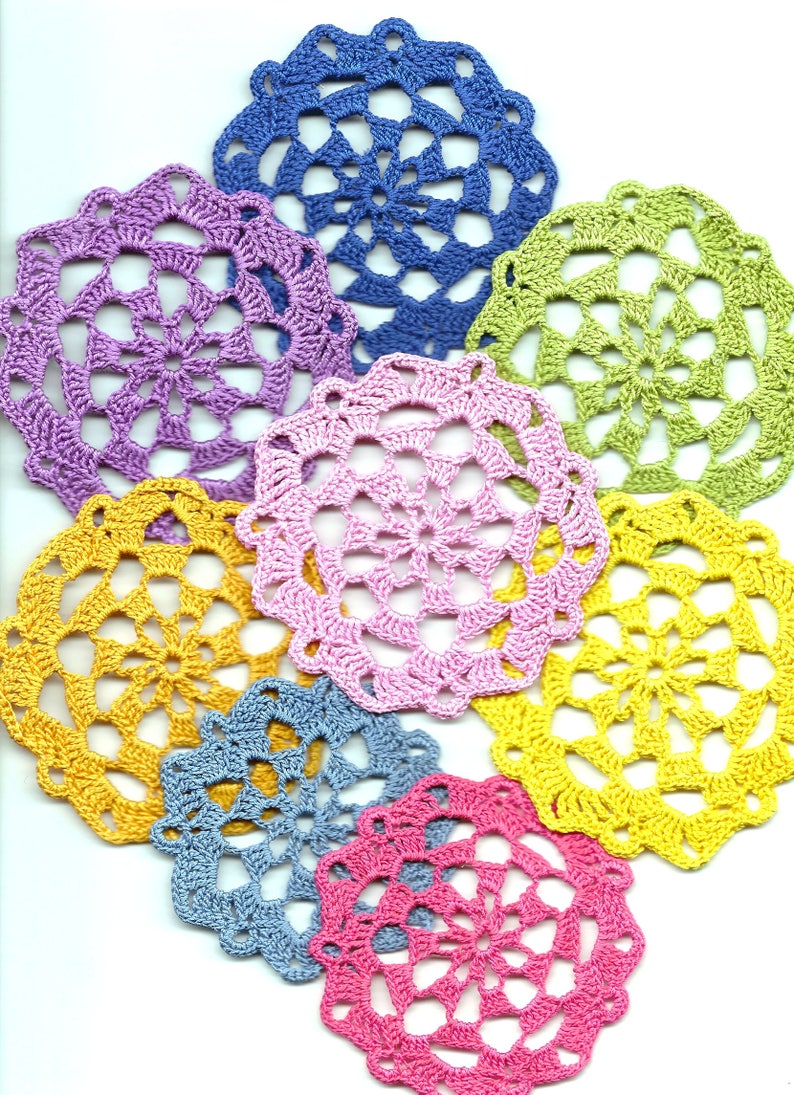 Set of 8 Crocheted Doilies Crochet Medallions Assortment Mini - Etsy