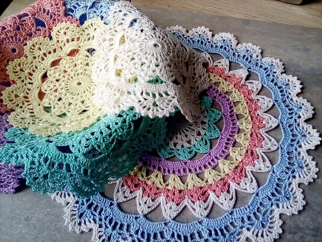Crochet Doilies 7 Cotton Doilies Set Beautiful Handmade Home Decoration ...