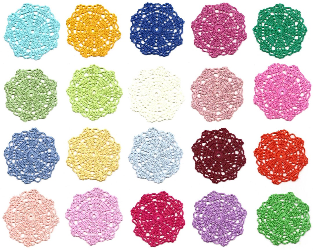 Crochet Doilies Set of 20, Colorful Handmade Cotton Medallions - Etsy