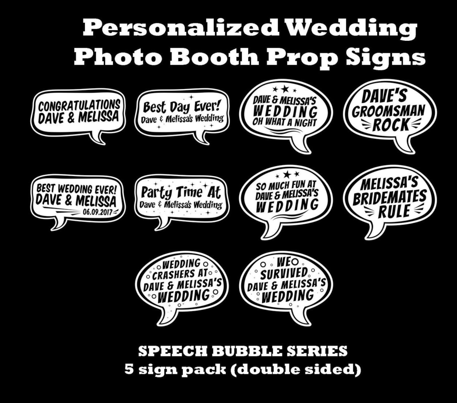 Personalized Photo Booth Wedding Prop Signs 5 Pack double | Etsy Personalized Photo Booth Wedding Prop Signs 5 Pack double | Etsy