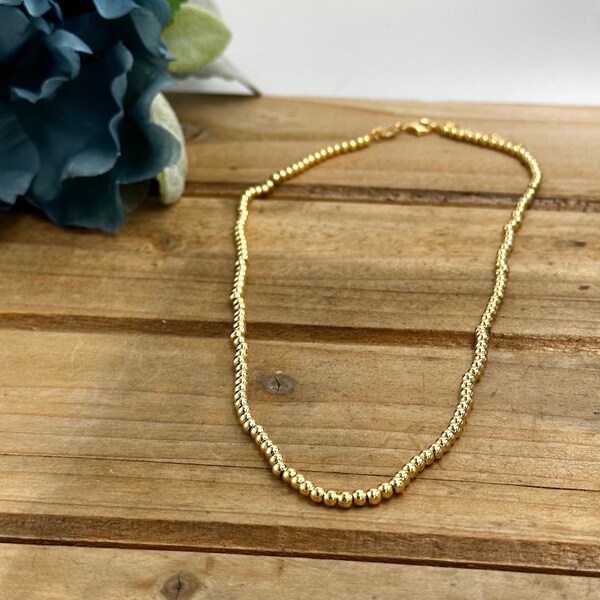 Gold Bead Necklace - Etsy