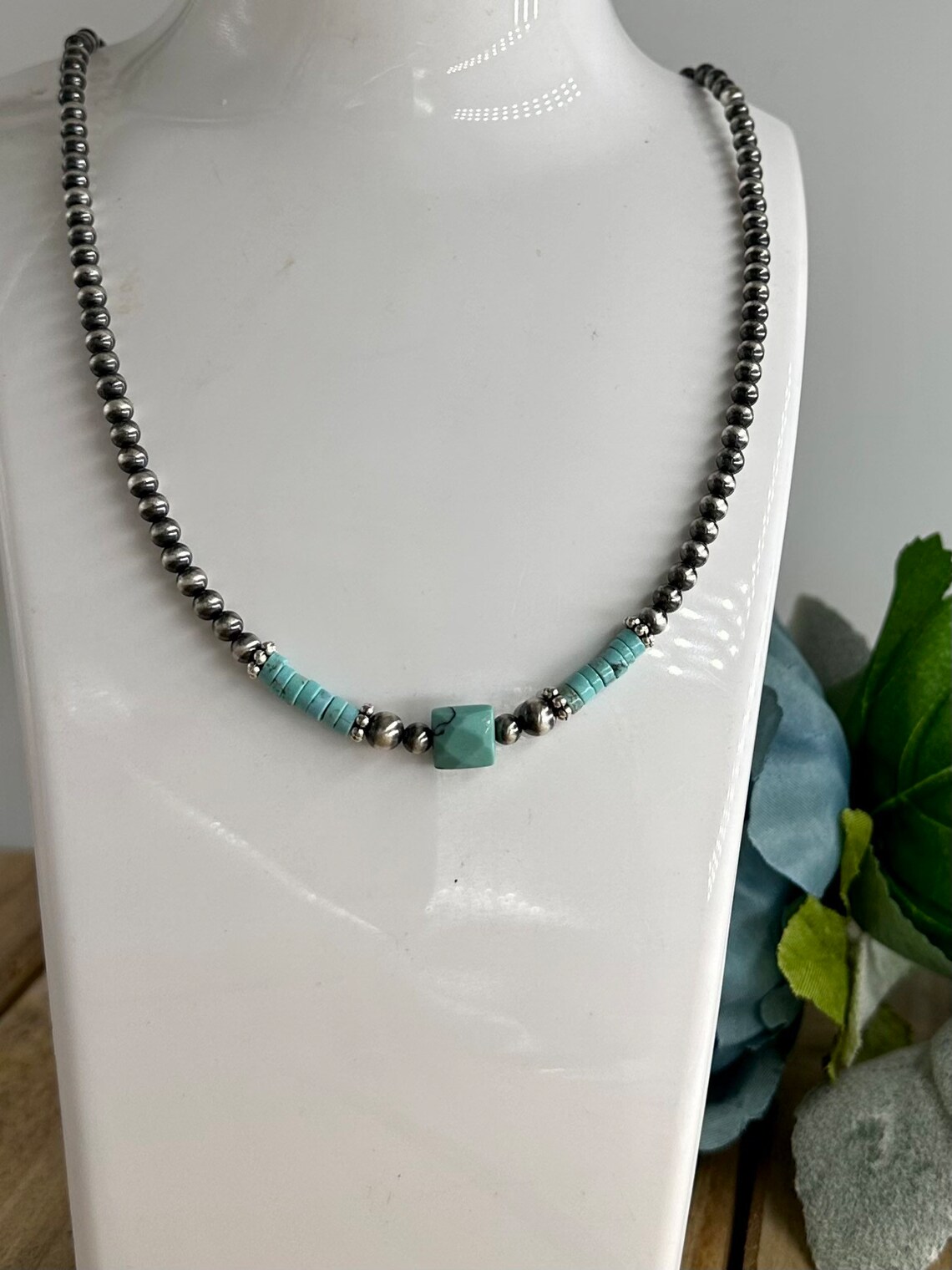 Navajo Pearls and Turquoise Necklace Authentic Beads and - Etsy