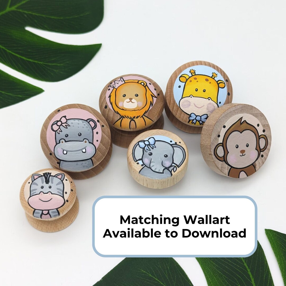 Jungle Safari Animal Nursery Doorknob Scandi Pulls Handles Furniture ...