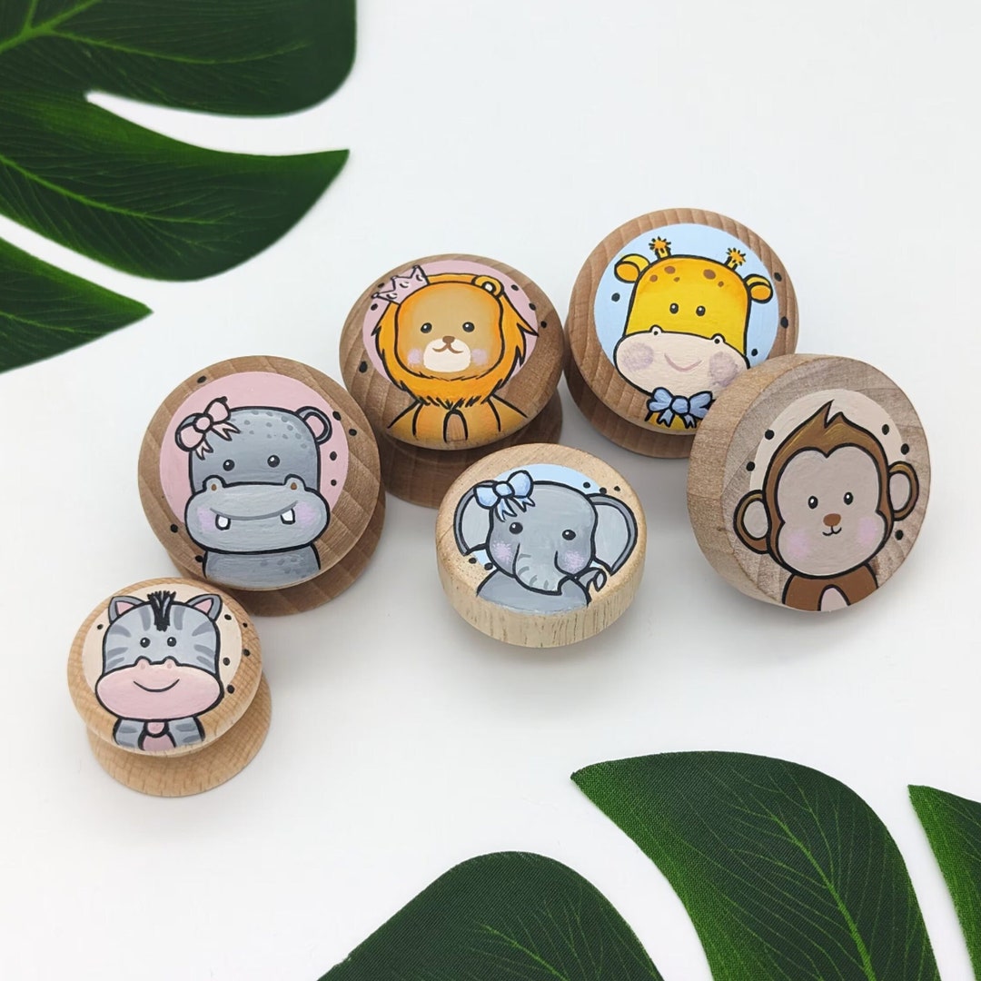 Jungle Safari Animals Door Knobs Cabinet Pulls Handles Nursery Room ...