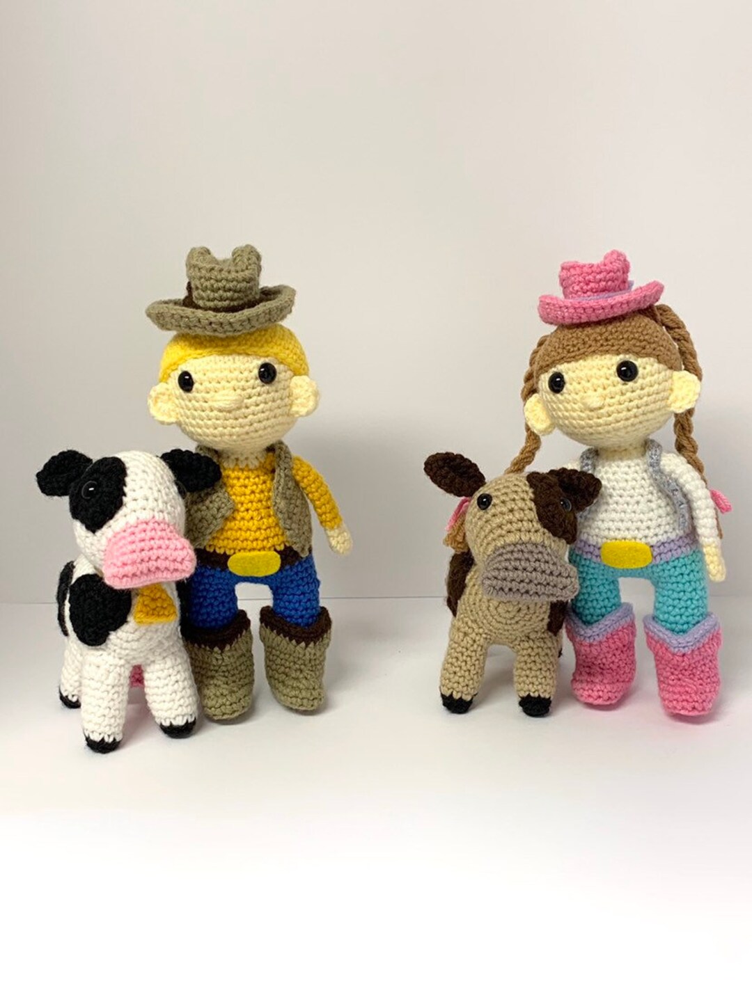 Crochet Cowboy and Cow Pattern - Crochet Rancher Pattern - Etsy