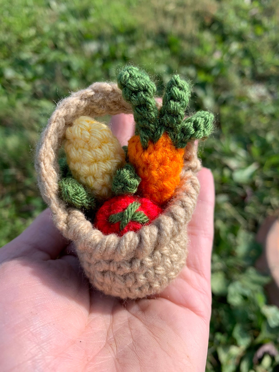 Mini Veggie Basket Crochet Pattern - Crochet Farm Pattern - Crochet ...