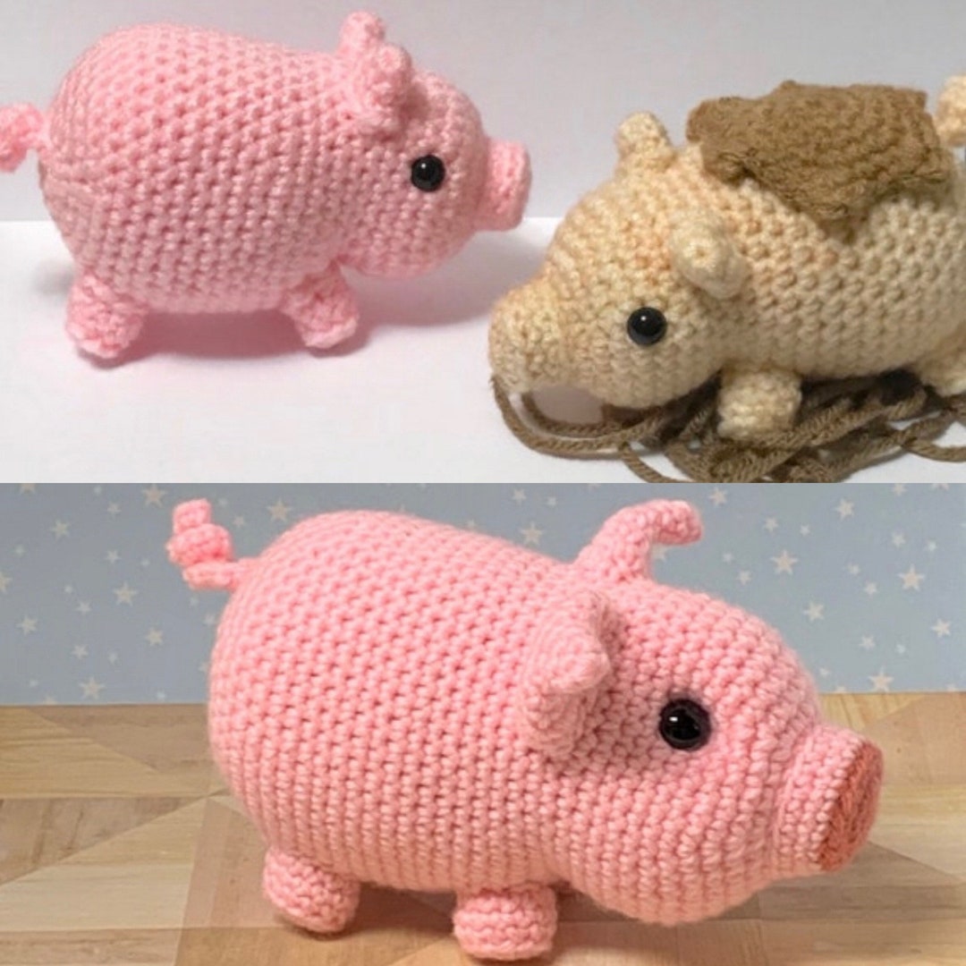 Combo Pattern - Big Pig and Mini Pig Crochet Pattern - Crochet Pig Doll ...