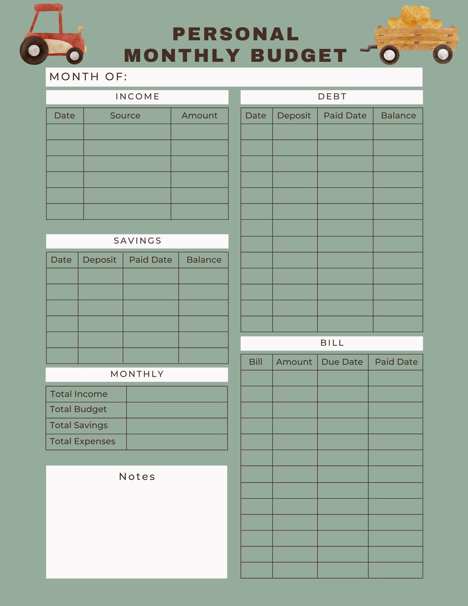 Homestead Personal Planner Printable Pages - 50 Printable Personal ...