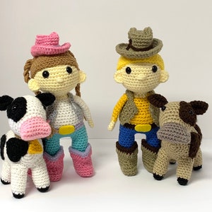 Crochet Cowboy and Cow Pattern - Crochet Rancher Pattern - Etsy