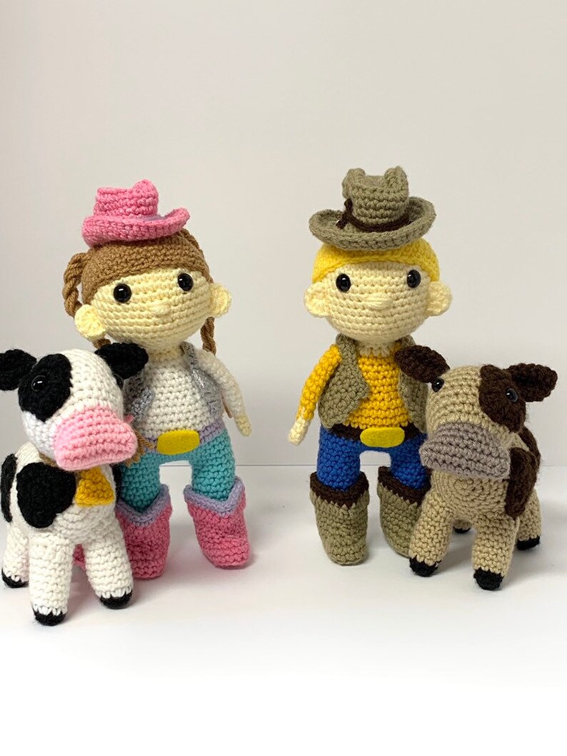 Crochet Cowboy and Cow Pattern - Crochet Rancher Pattern - Etsy