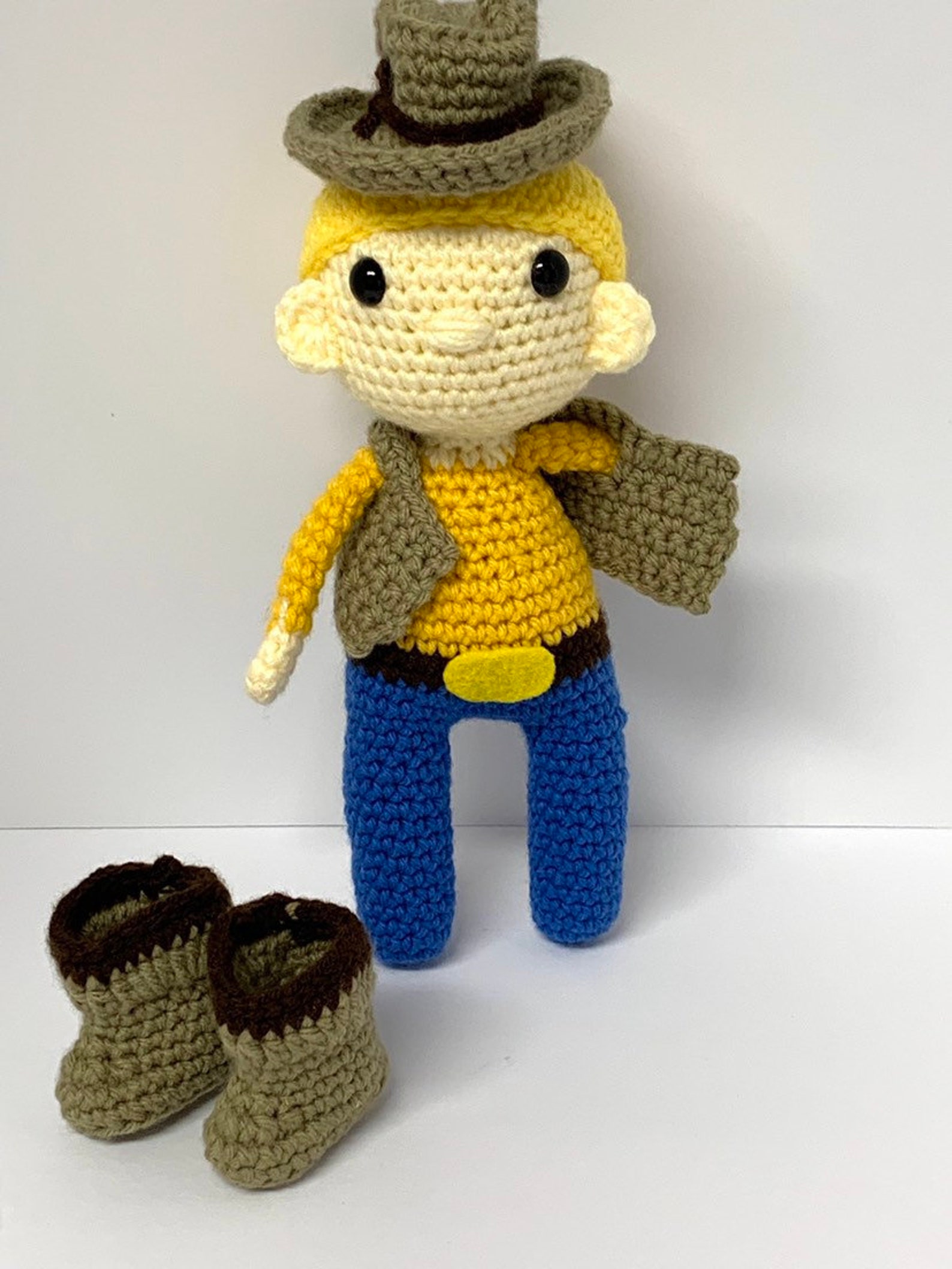 Crochet Cowboy Pattern - Crochet Stockman Pattern - Western Cowboy Doll ...