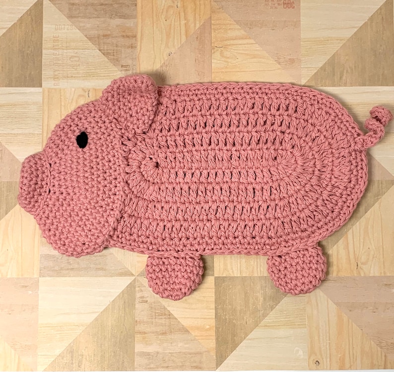Crochet Pig Potholder Pattern - Crochet Farmhouse Potholder Pattern ...