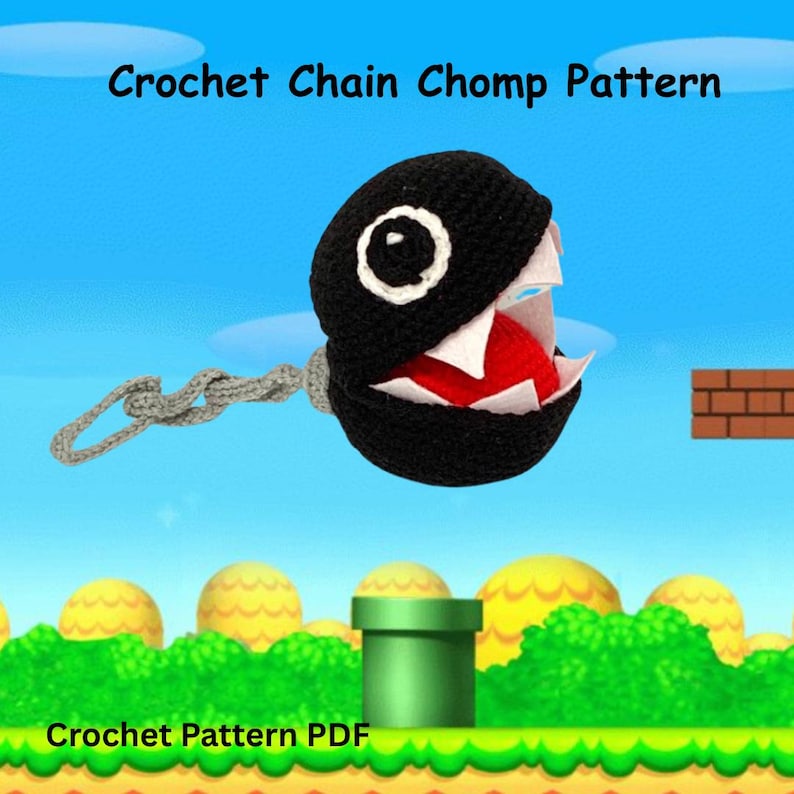 Super Mario Crochet Chain Chomp Pattern - Chompy Plush Pattern - Super ...