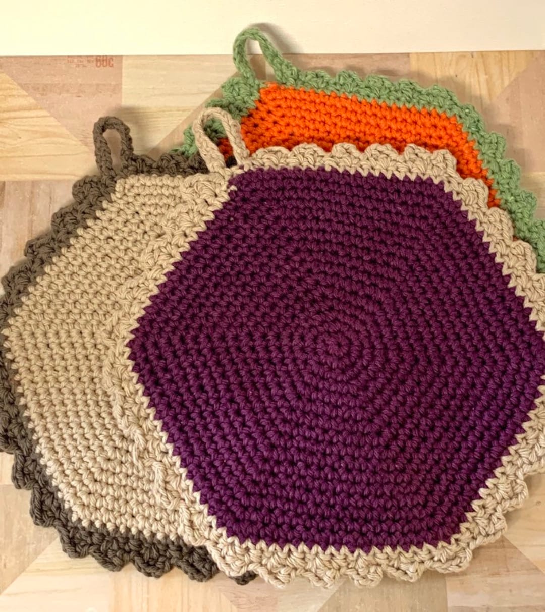 Country Rustic Crochet Potholder - Crochet Vintage Rustic Placemat ...