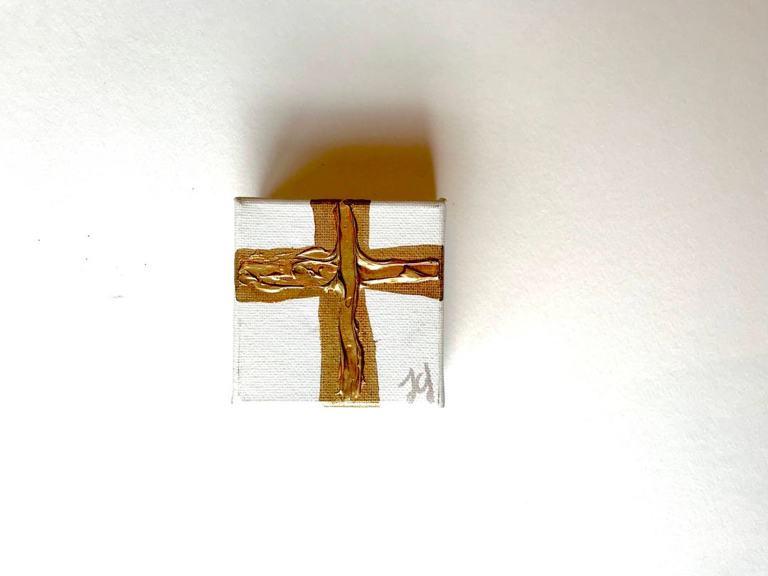 Mini Gold Cross Painting // Gift - Etsy