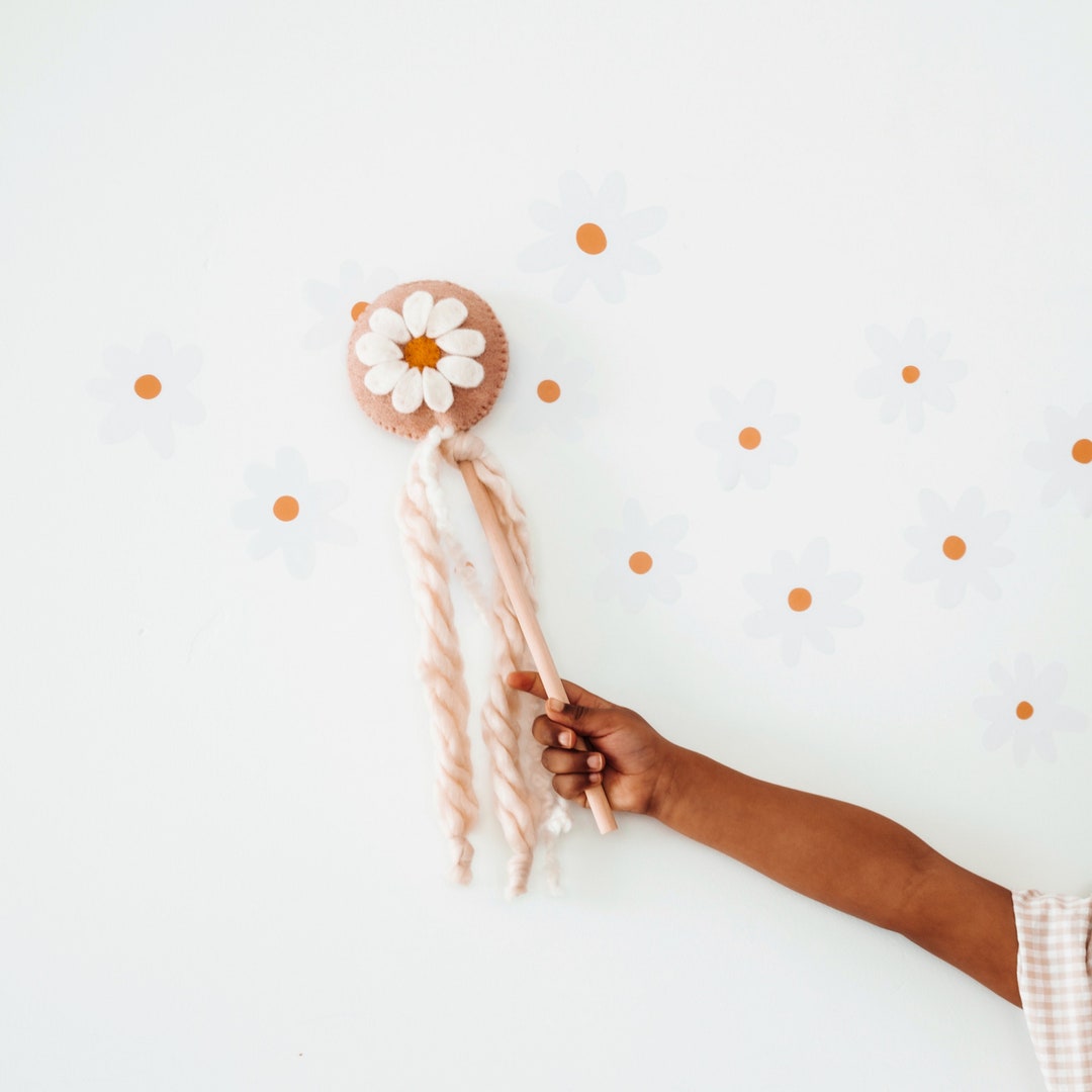 Daisy Flower Felt Wand, Wool Roving Handmade Inspired Play Toy for ...