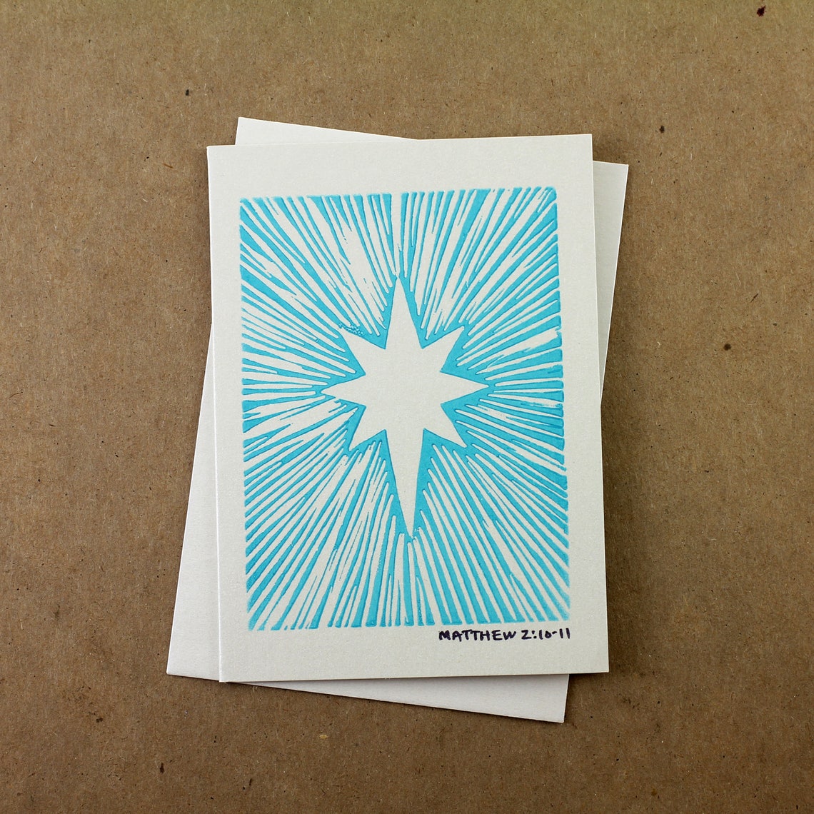 Christmas Star Card Linocut Print | Etsy