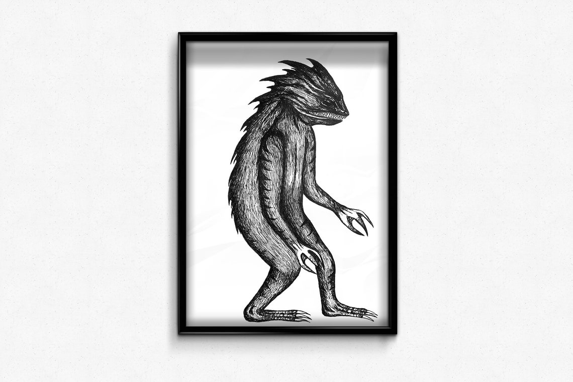 LIZARD MAN Cryptid - A5 Print - Etsy