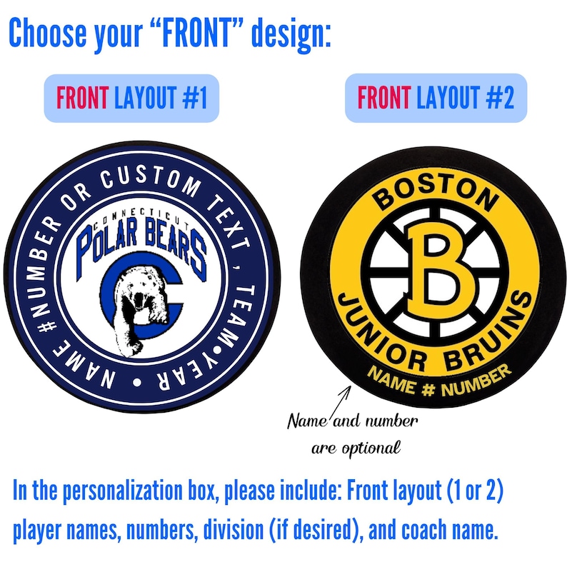 Personalized Hockey Puck,custom Hockey Puck With Team Logo & Roster ...