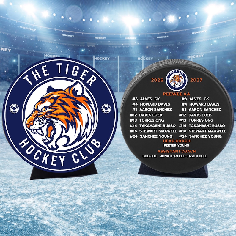 Personalized Hockey Puck,custom Hockey Puck With Team Logo & Roster ...