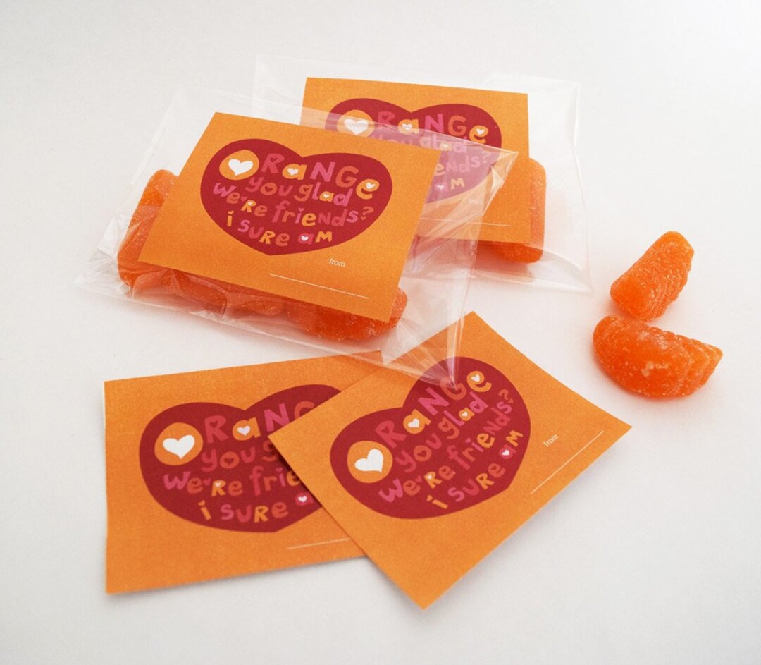 Orange You Glad - Children's Valentines Cards (downloadable) - Etsy