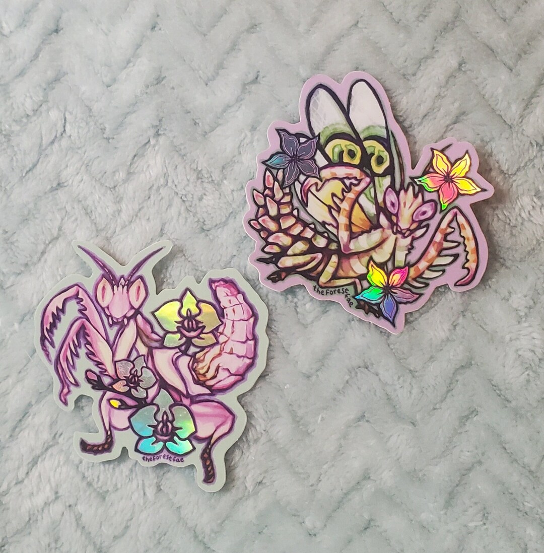 Flower Mantis Sticker Set (2 Stickers) - Etsy
