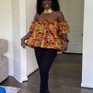 Kente off Shoulder Top, Ankara off Shoulder Top, African Print off Shoulder Top, off Shoulder ...