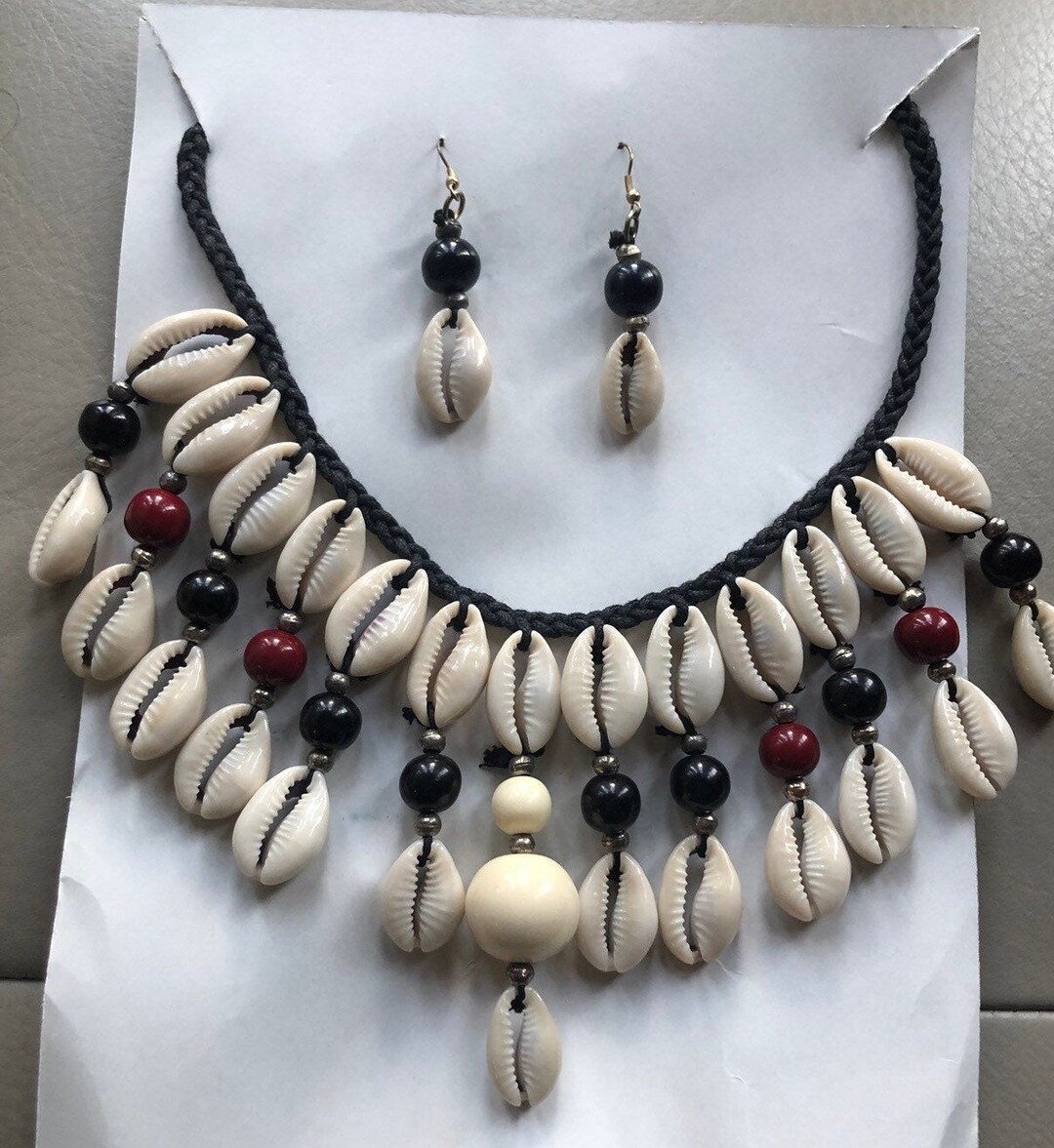 Cowrie Shell Necklace With Dangling Earrings, Cowrie Necklace, Cowrie ...