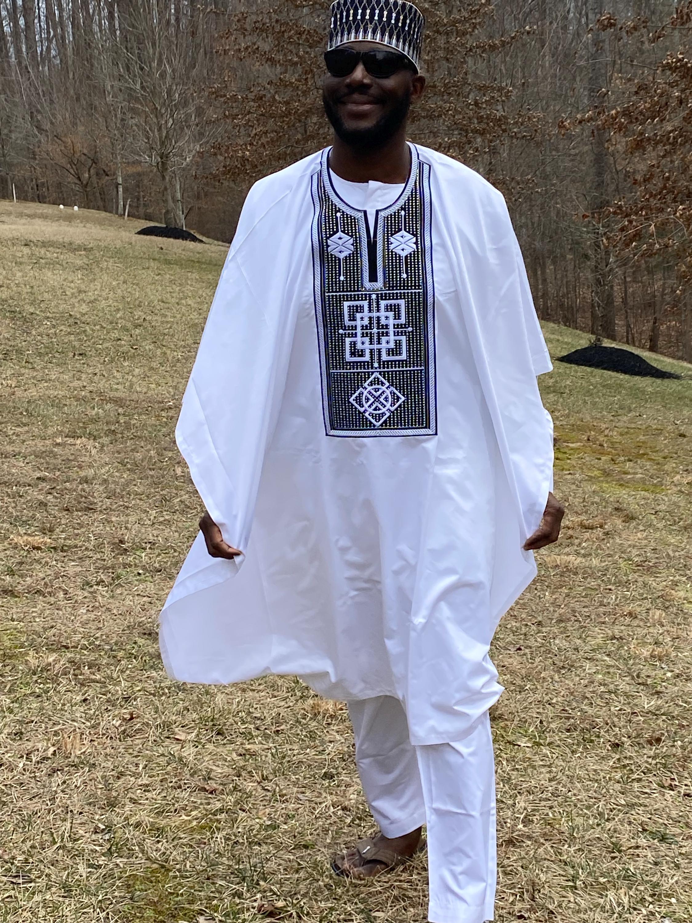 White African Agbada Suit for Men: Nigerian Wedding Outfit With Hat - Etsy