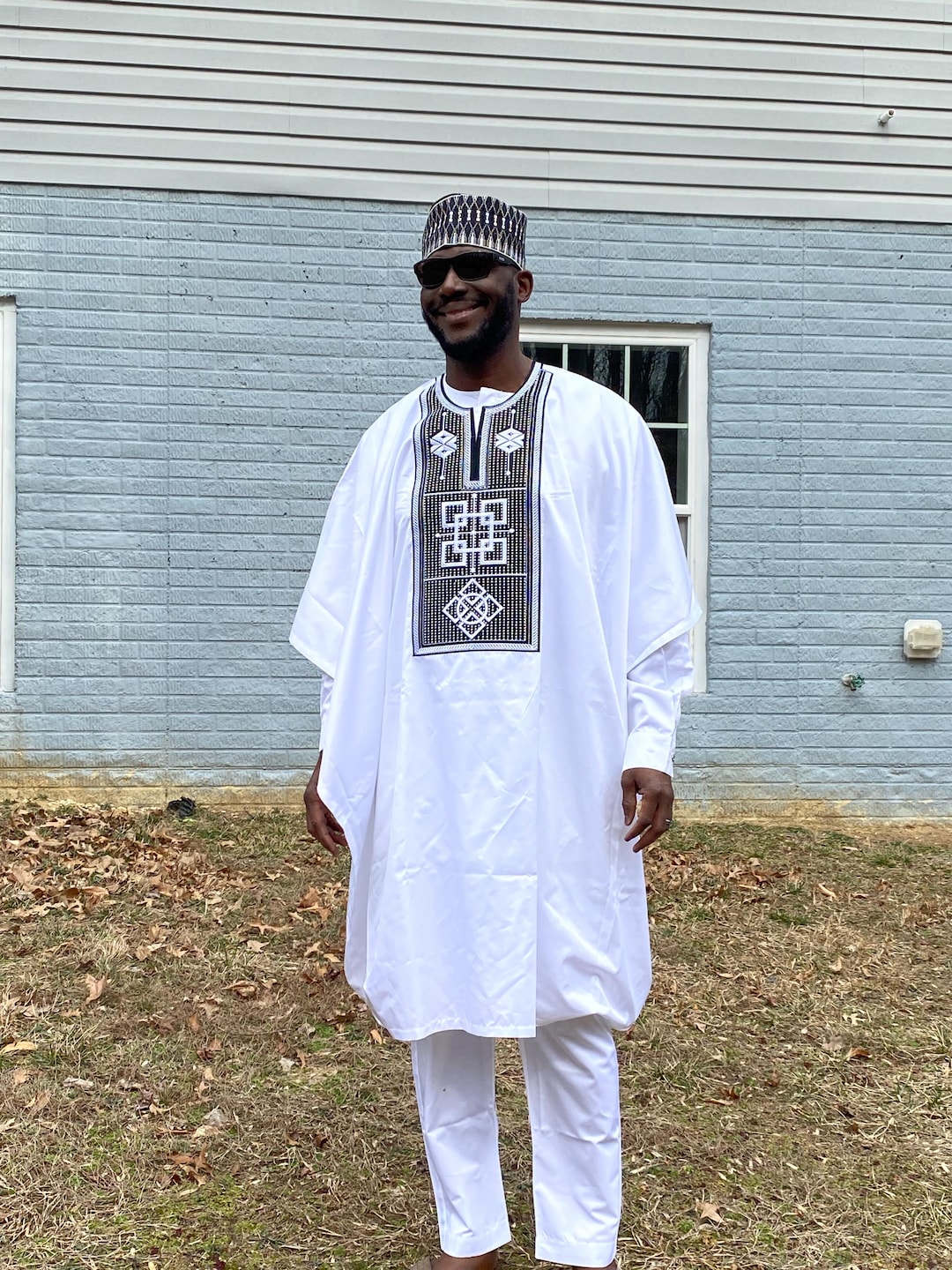 White African Agbada Suit for Men: Nigerian Wedding Outfit With Hat - Etsy
