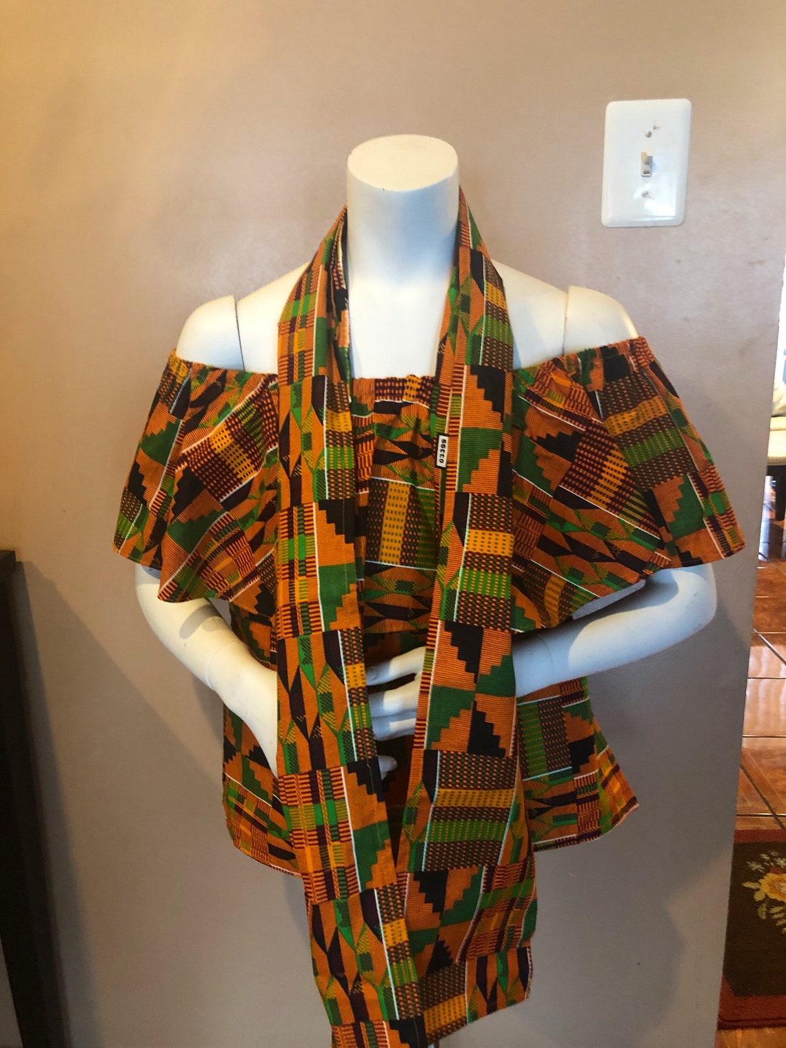 Kente off shoulder Top Kente Off Shoulder Blouse with head | Etsy