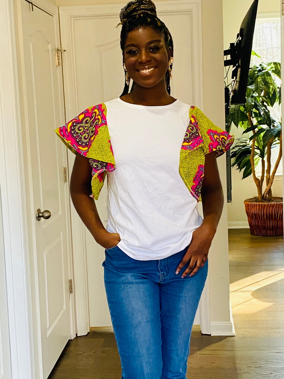 A Touch of Ankara Top, Ankara Top, Kitenge, African Print Top, Flutter ...