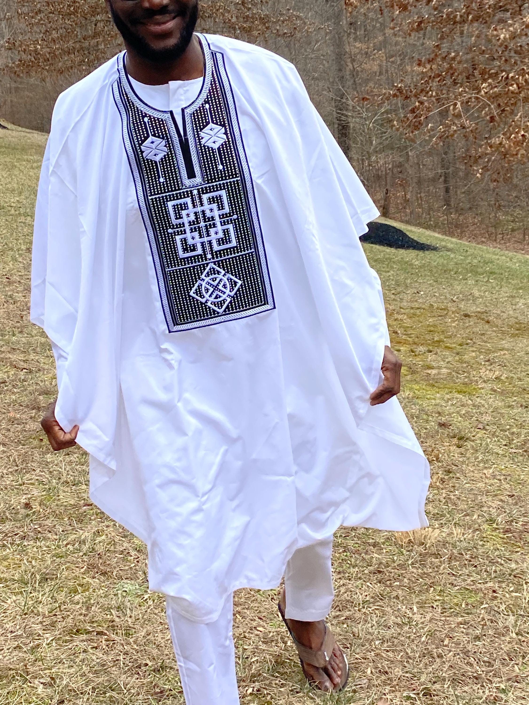 White African Agbada Suit for Men: Nigerian Wedding Outfit With Hat - Etsy