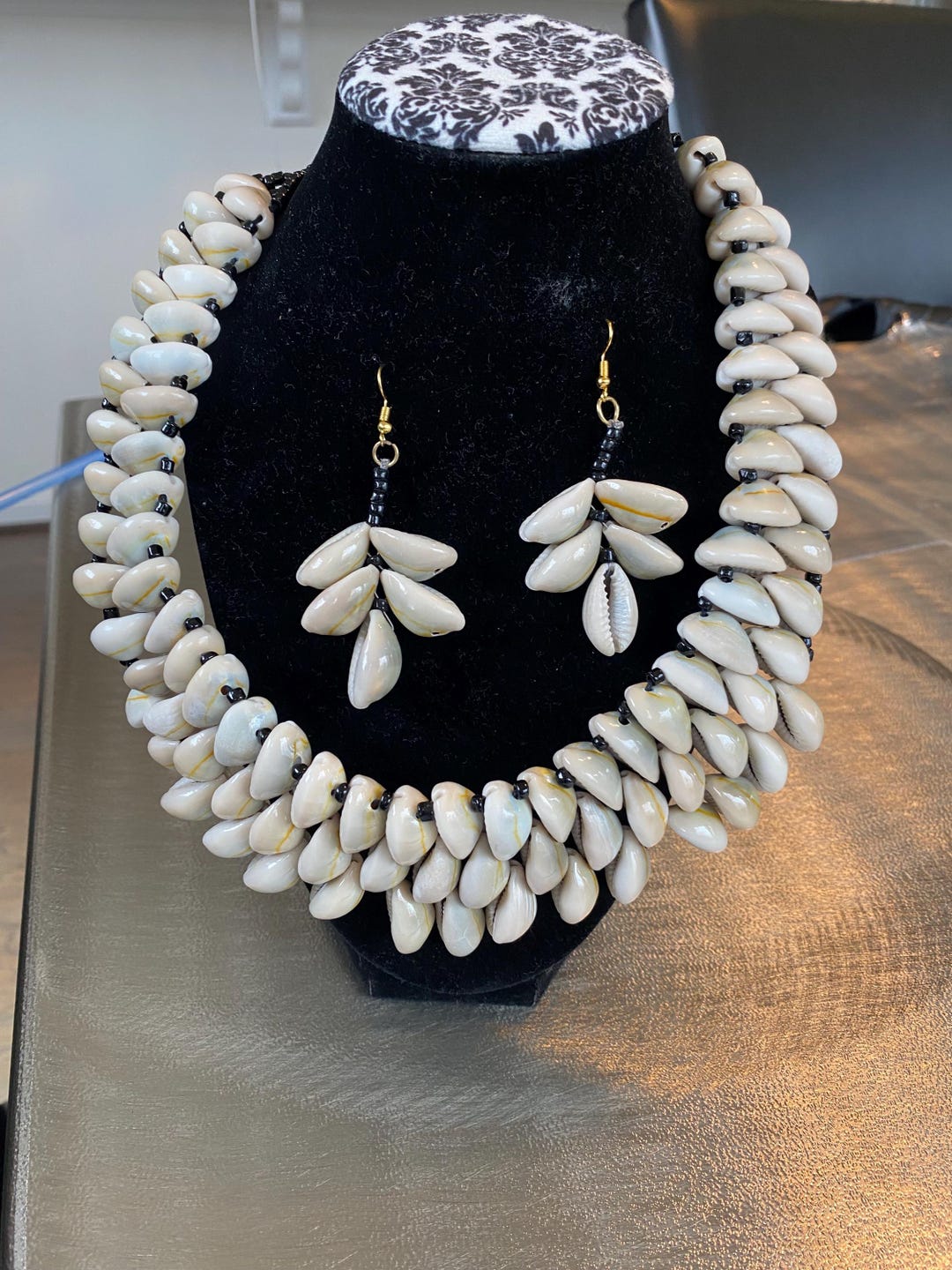 Cowrie Shell Necklace and Earrings Set, Cowrie Jewelry Set, Cowrie ...