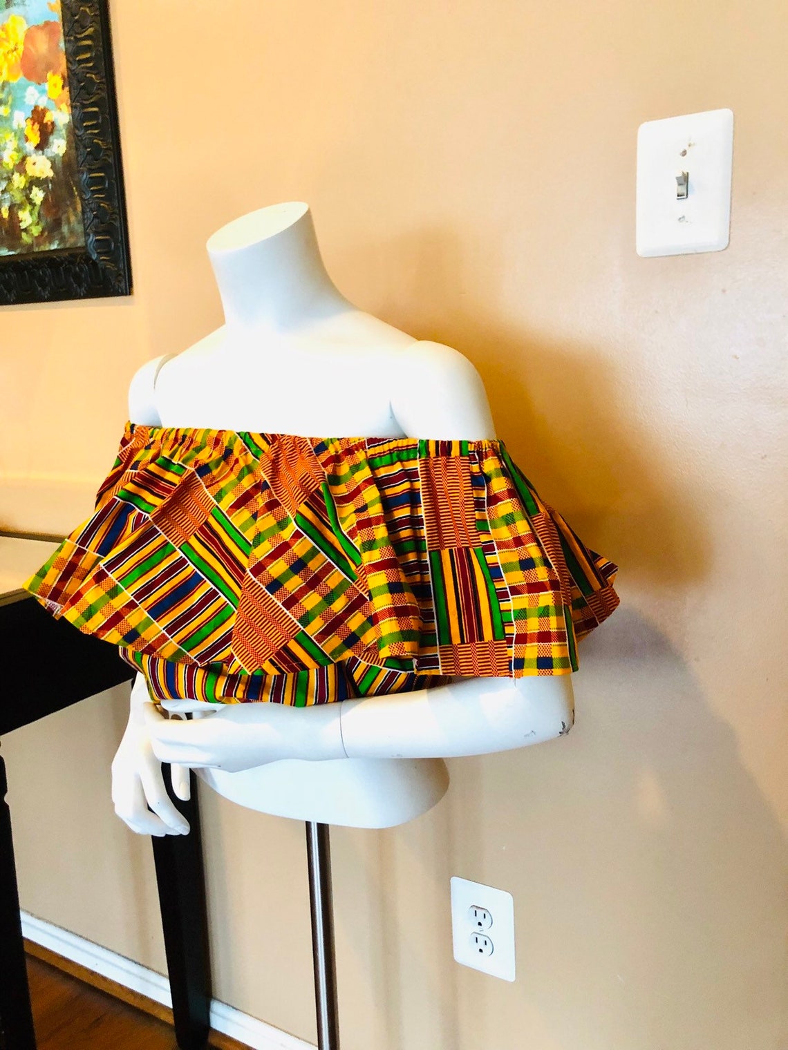 Kente Print Off-shoulder Crop Top - Ankara Kitenge Style - Etsy