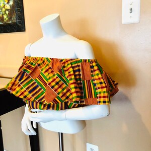 Kente Print Off-shoulder Crop Top - Ankara Kitenge Style - Etsy