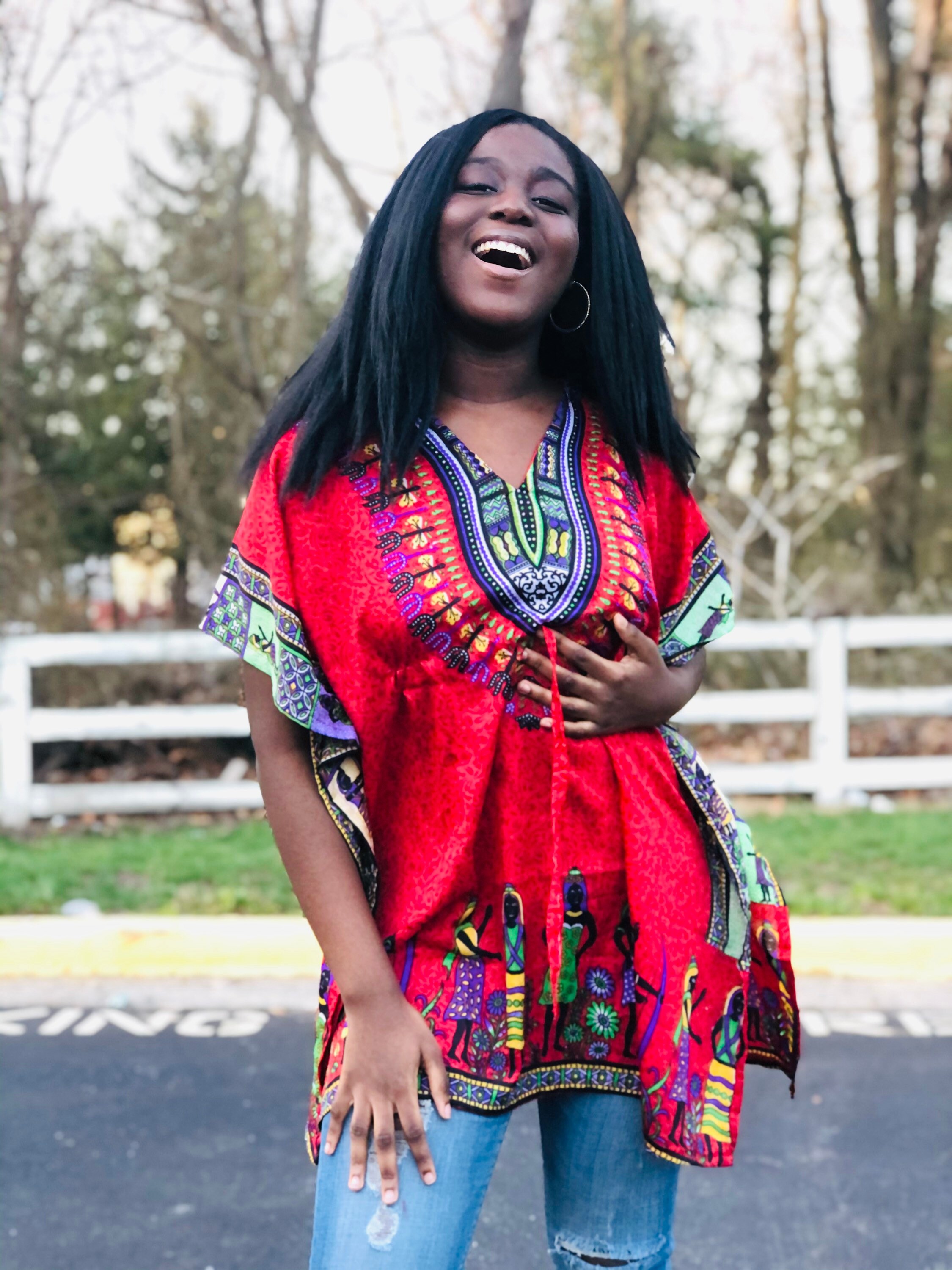 Red Dashiki Kaftan with African Art work Dashiki blouse | Etsy