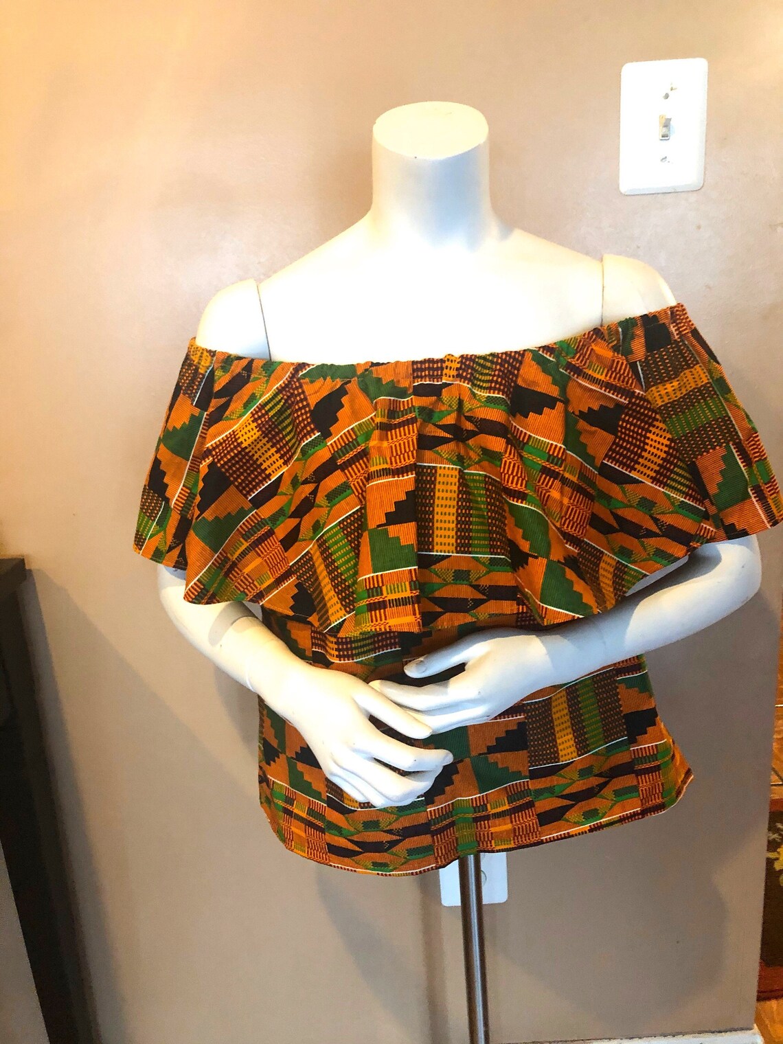 Kente off Shoulder Top Kente off Shoulder Blouse With Head - Etsy