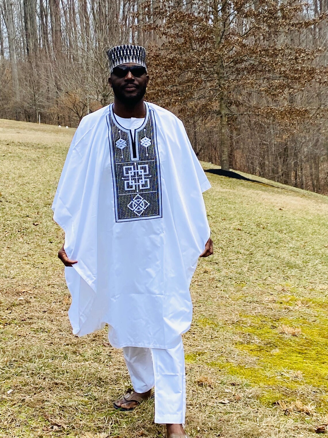White African Agbada Suit for Men: Nigerian Wedding Outfit With Hat - Etsy