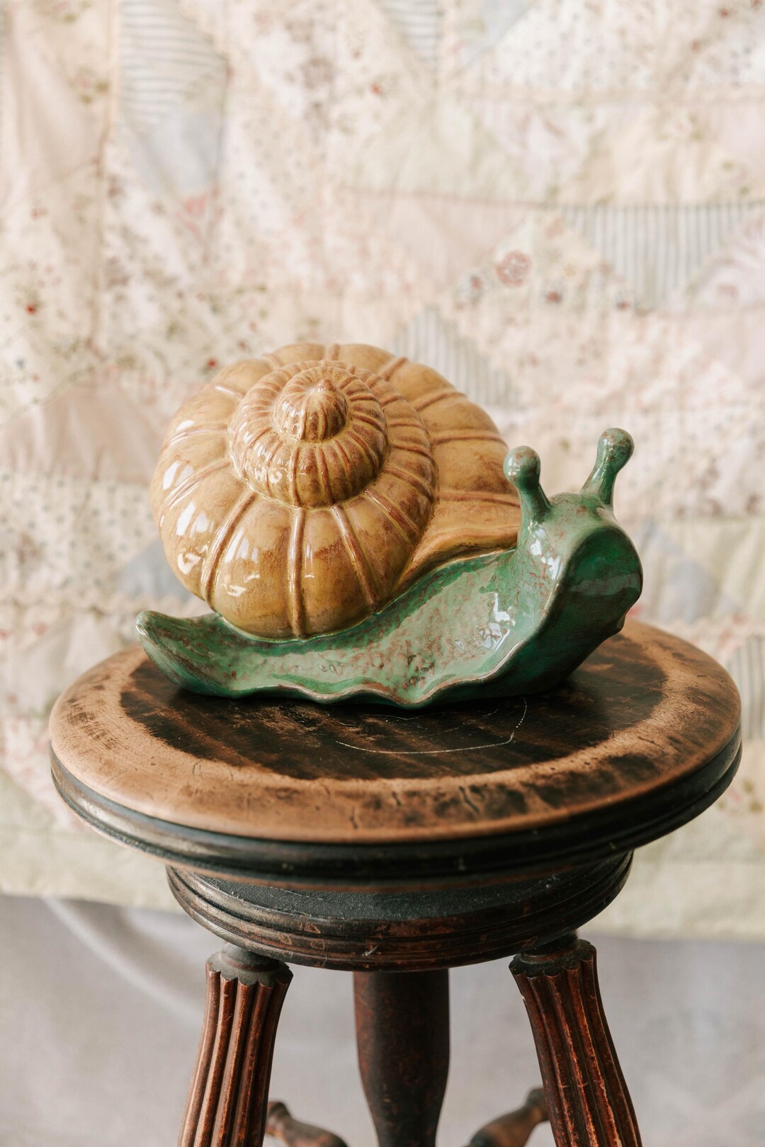 Ceramic Snail, Green Snail, Garden Decor, Garden Snail, Yard Art, Fairy ...