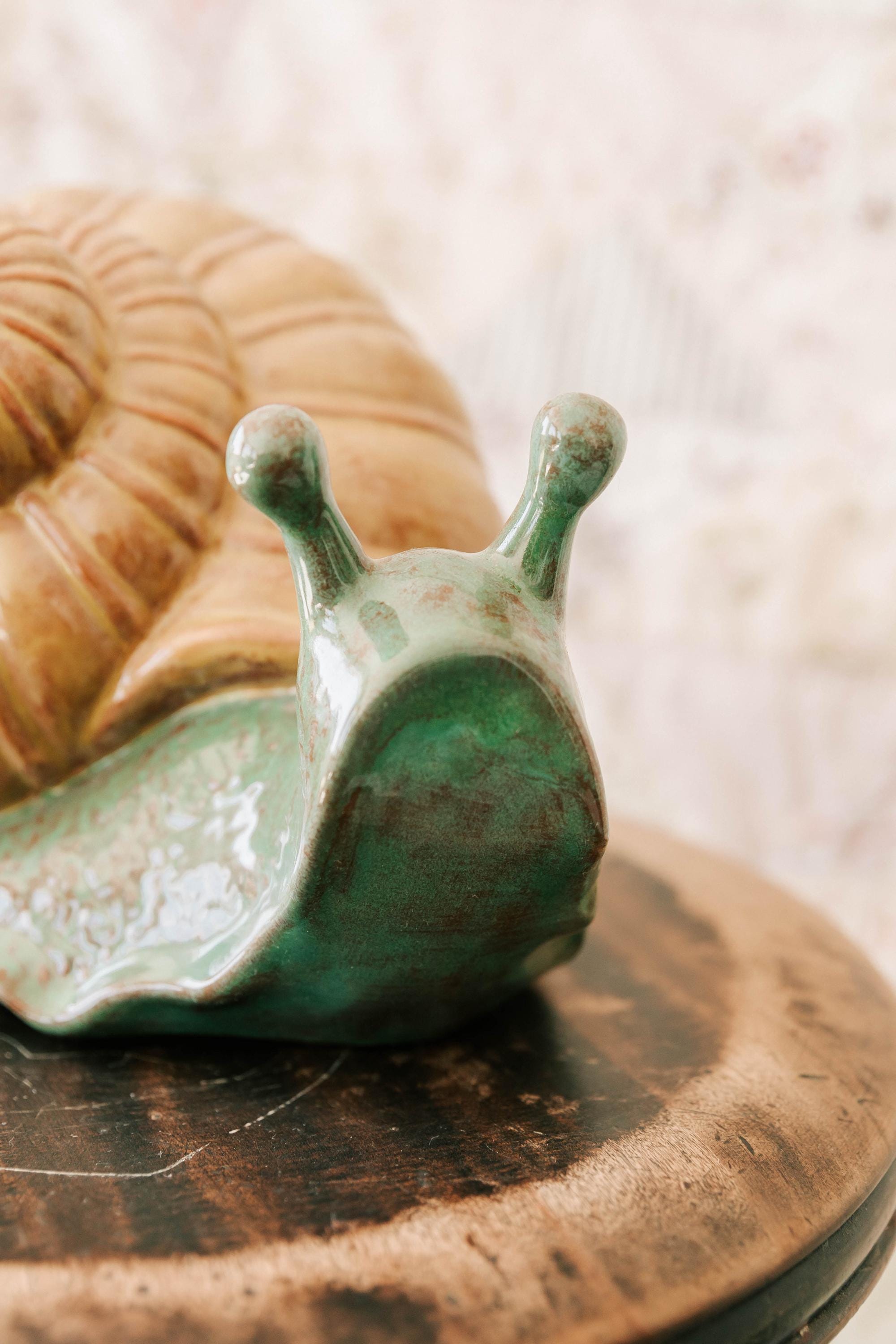 Ceramic Snail, Green Snail, Garden Decor, Garden Snail, Yard Art, Fairy ...