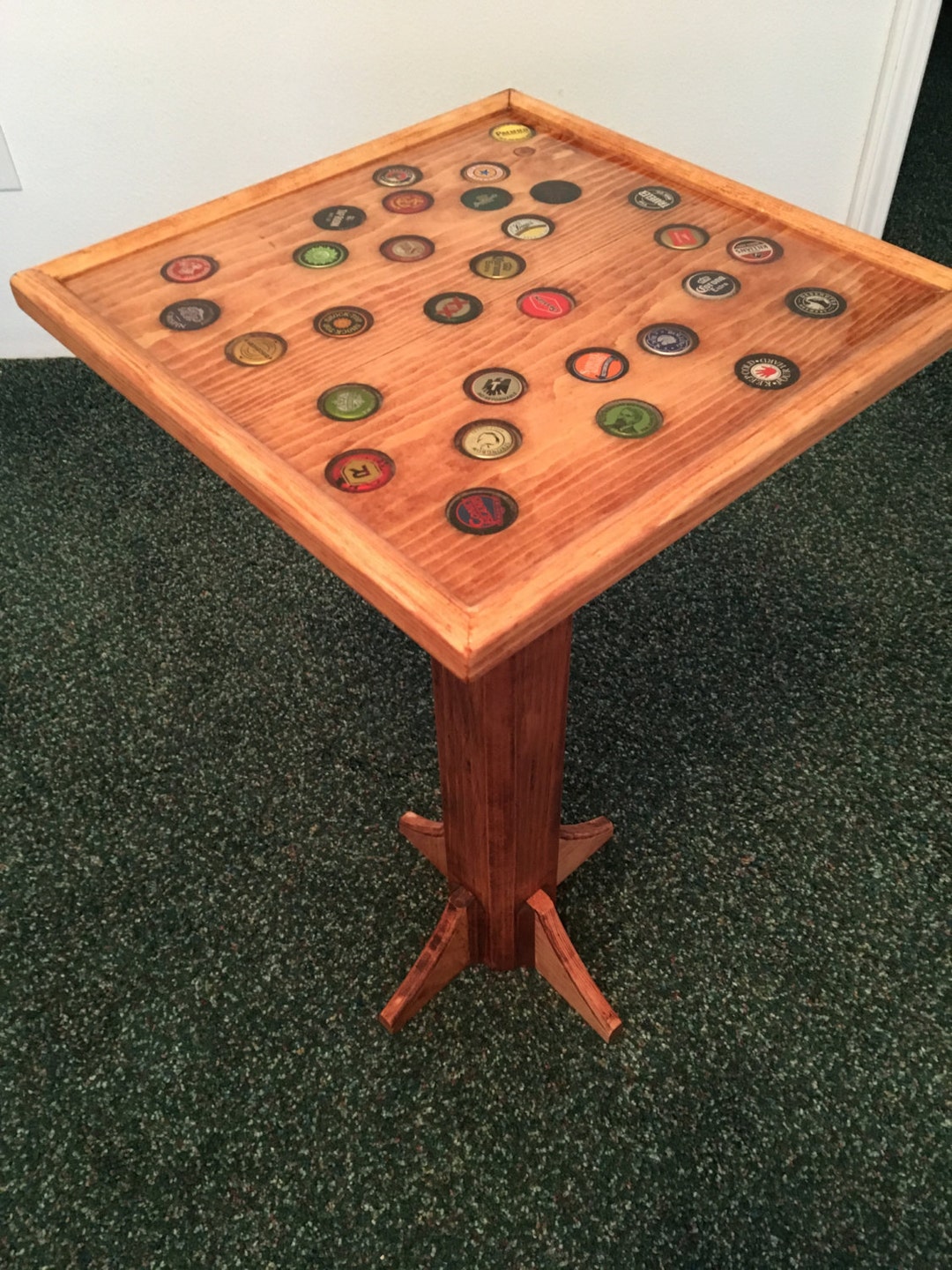 Bottle Cap End Table - Handmade Wooden End Table - Etsy