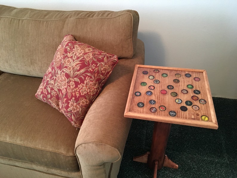 Bottle Cap End Table - Handmade Wooden End Table - Etsy
