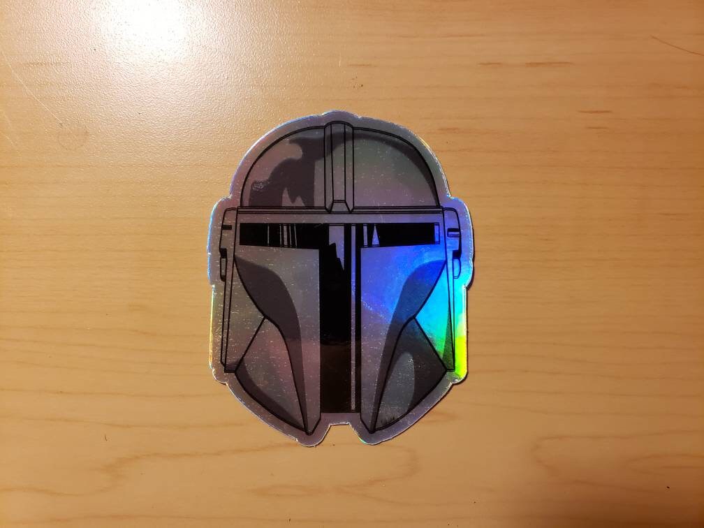 Metallic Mandalorian Helmet Sticker - Etsy
