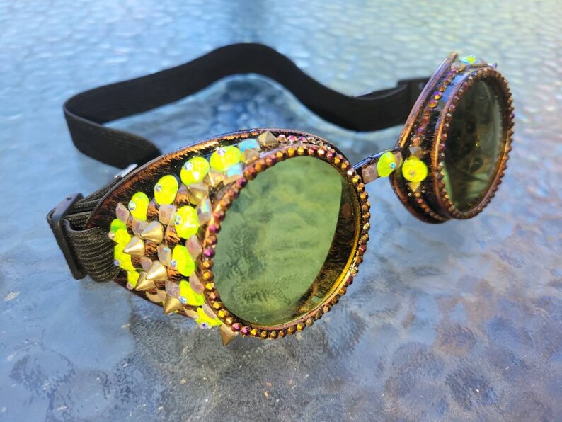 Steampunk Cyberpunk Cosplay Yellow Brushed Gold Spikes Bronze Neon ...